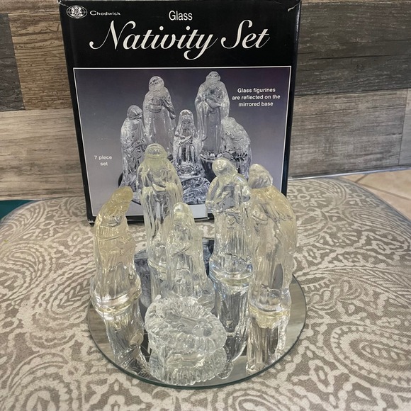 Chadwicks | Holiday | Chadwick Glass Nativity Set 7 Piece Clear ...